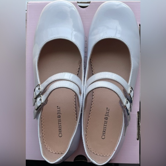 christie & jill | Shoes | White Dress Shoes With Double Strap And ...